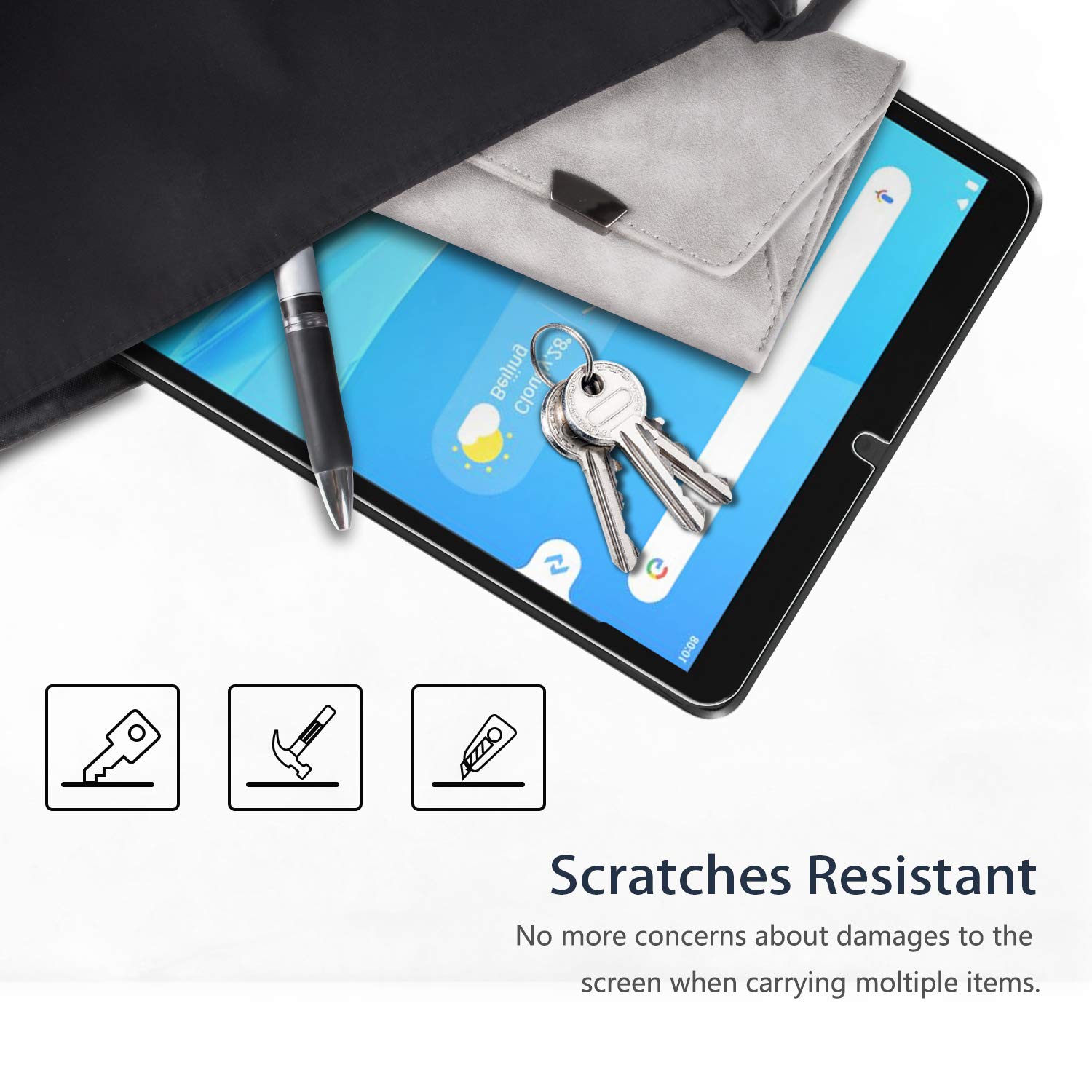 Orzero (3 Pack) Tempered Glass Screen Protector Compatible for Lenovo Tab M8 (8 inch), Protector De Pantalla 9 Hardness HD Anti-Scratch Bubble-Free