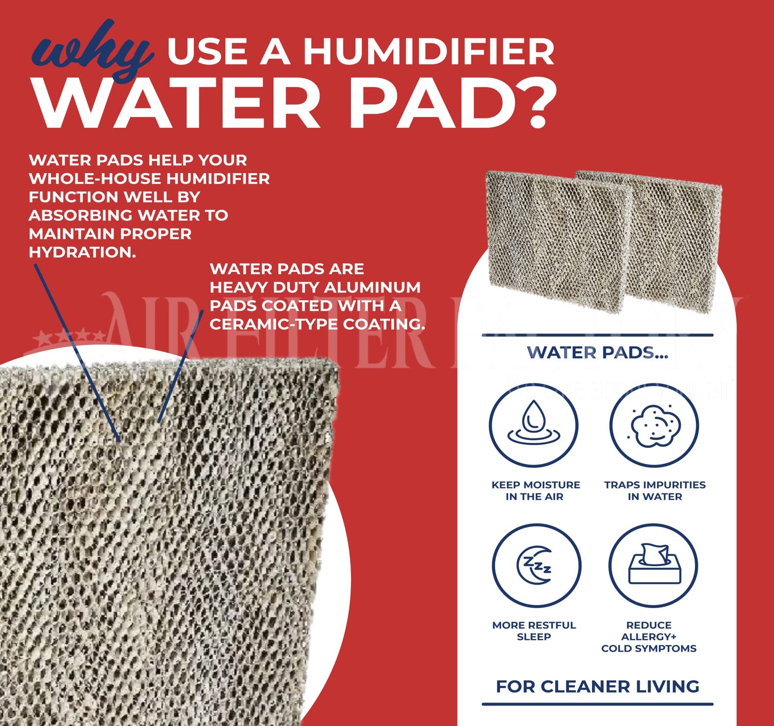 Air Filter Factory Replacement for HC26E1004, HC26A1008 Honeywell Humidifier Water Pad Filter 2-Pack