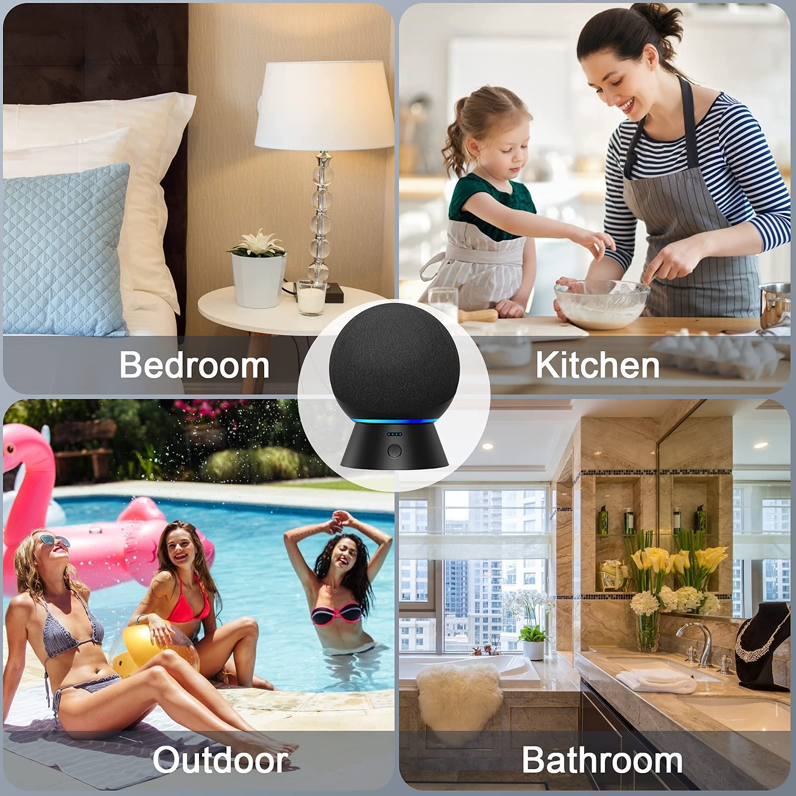 Battery Base for Echo 4th Generation(NOT Echo dot, Cirtek Portable Alexa Echo Battery Base,Large Capacity Battery Long Playtime,Indicator Light Can Be Turn Off (Not Include Echo 4th)