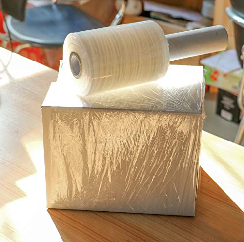 4 Pack Industrial Mini Clear Stretch Wrap with Handle 5" 1000ft 80 Gauge for Pallet Wrap, Durable Self-Adhering Plastic Wrap for Packing, Moving, Heavy Duty, BOMEI PACK