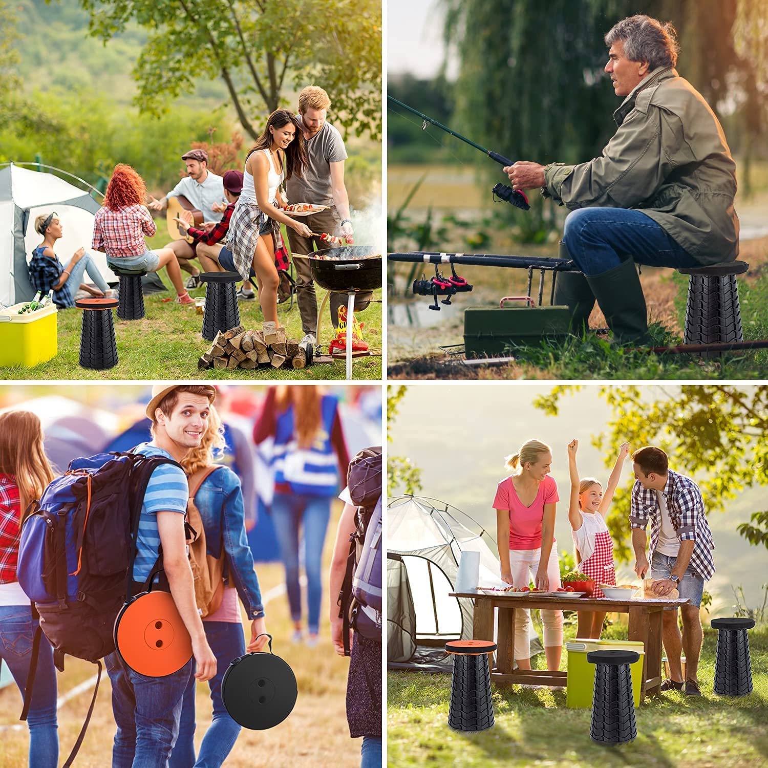 2021 Upgraded Folding Stool Lightweight Yet More Sturdy with Load Capacity , Retractable Collapsible Telescopic Camping Seat for Adults, Lightweight Sturdy Adjustable Stools for Travel,Garden,Fishing