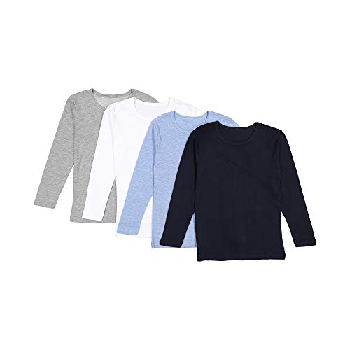 Brix Baby Toddler Boys' Long Sleeve - 4-Pack Cotton Tagless Tee Shirts. 12m