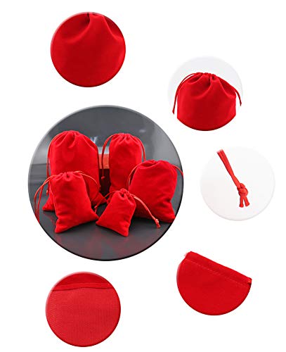 6PCS Red Dust-Proof Drawstring Storage Pouch Bag Reusable Flannel Drawstring Bags Shoe Gifts Jewelry Clothes Storage Pouches Space Saver Organizer For Travel Household (12 x 4 inch, Not Washable)