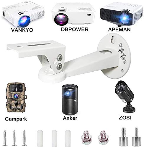 2-Be-Best Mini Projector Wall Mount 360°Rotation 7.8” Length 11 lbs Load Projector Hanger with Screw Thread Adapters Mini Projector Camera Camcorder Mount White