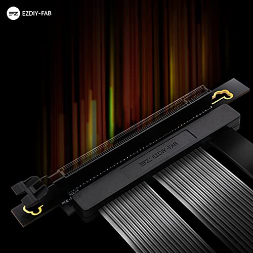 EZDIY-FAB [20cm] PCIE 4.0 16x Extreme High Speed Riser Cable PCI Express Port GPU Extension Card-Right Angle Connector