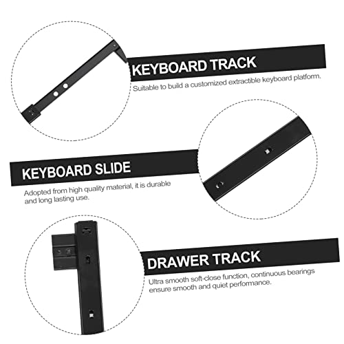 Abaodam 4 Pairs Keyboard Rails Office Accessories Computer Tray accesorios para escritorio Drawer- Design Rack Extended Drawer Slides Keyboard Drawer Under Desk Slide Drawer-Design Rack