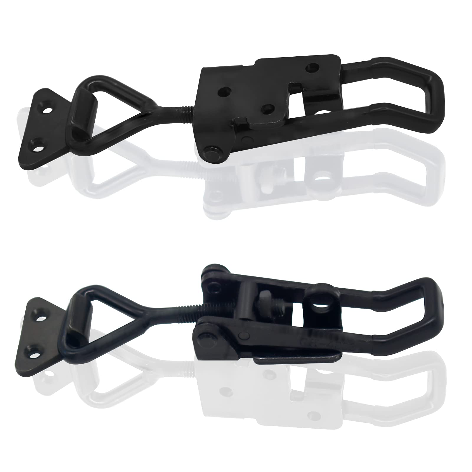 4Pack Heavy Duty Toggle Latch Clamp, 1320lbs 4003 Latch-Style Toggle Clamp with Lock Hook, Pull Action Latch with Catch Plate, Metal Quick Release Draw Latch for Trunk Jig Smoker Door Tool Boxes