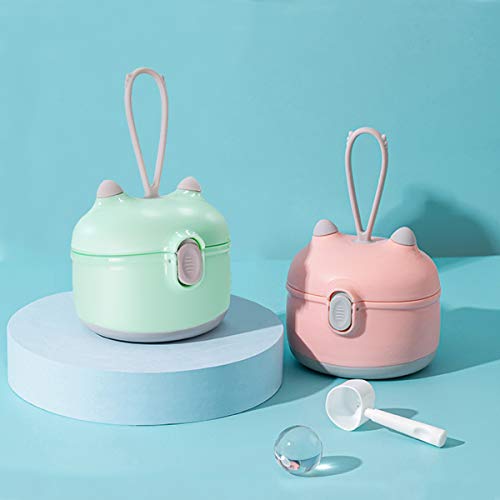Baby Formula Dispenser, Portable Milk Powder Dispenser Snack Storage Container for Travel Bedroom Outdoor … (Green)