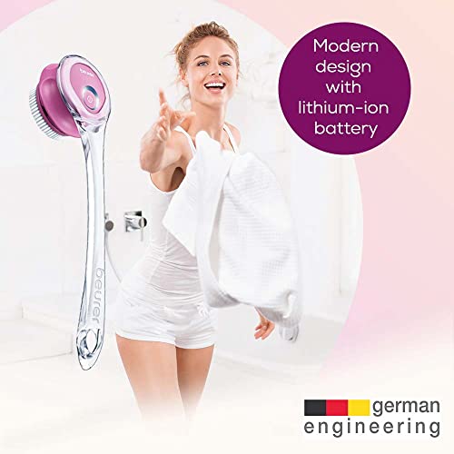 Beurer FC55 Electric Body Scrubber for Exfoliating and Massage, Waterproof for Showering, Cordless and Rechargeable, Spinning Skin Cleansing Brush with 2 Attachments