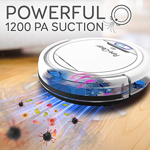 Automatic Smart Robot Vacuum Cleaner - Upgraded Lithium Battery 90 Min Run Time - Bot Self Detects Stairs Pet Hair Allergies Friendly Robotic Home Cleaning Automation for Carpet Hardwood Floor