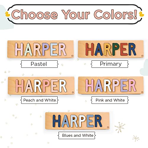 South Bend Woodworks Whimsical Character or Sports Icon Personalized Wooden Name Peg Puzzle