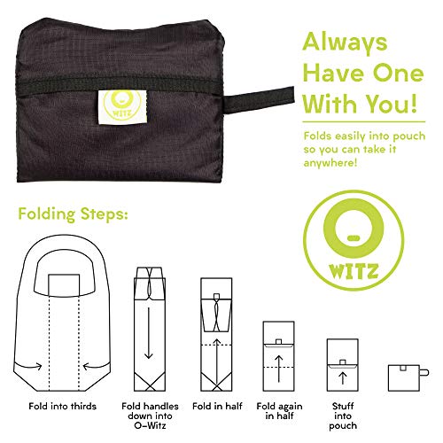 O-WITZ Reusable Shopping Bag, Ripstop, Folds into Pouch, Unicorn