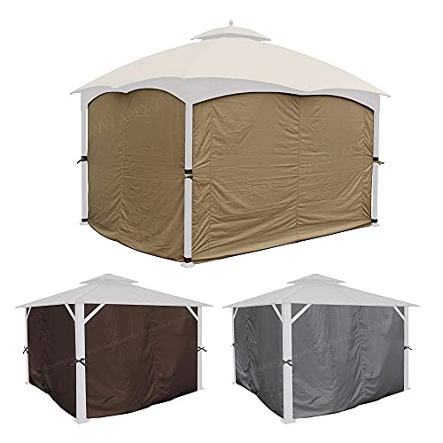 APEX GARDEN Four-Side Privacy Curtain Set for 10-Ft x 12-Ft Gazebo (Grey)