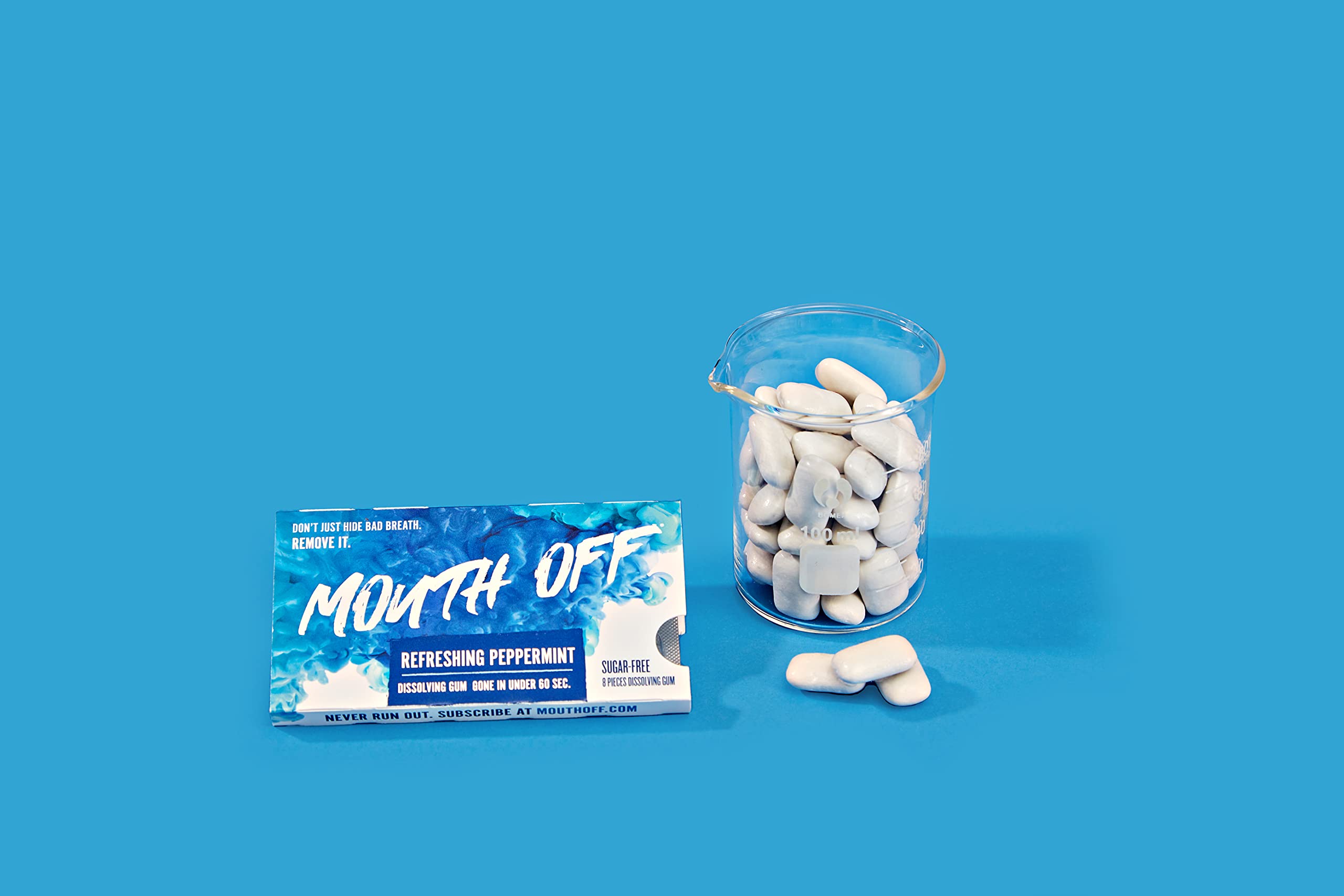 Mouth Off Breath Freshening Fast Dissolving Sugar-Free Gum, Refreshing Peppermint