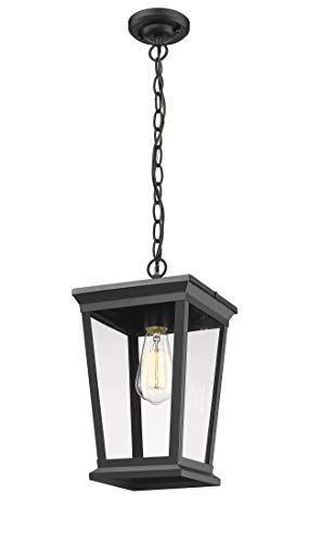 Odeums Outdoor Pendant Lights, Exterior Pendant Lighting Fixture, Outdoor Pendant Hanging Light Black, Pendant Ceiling Light