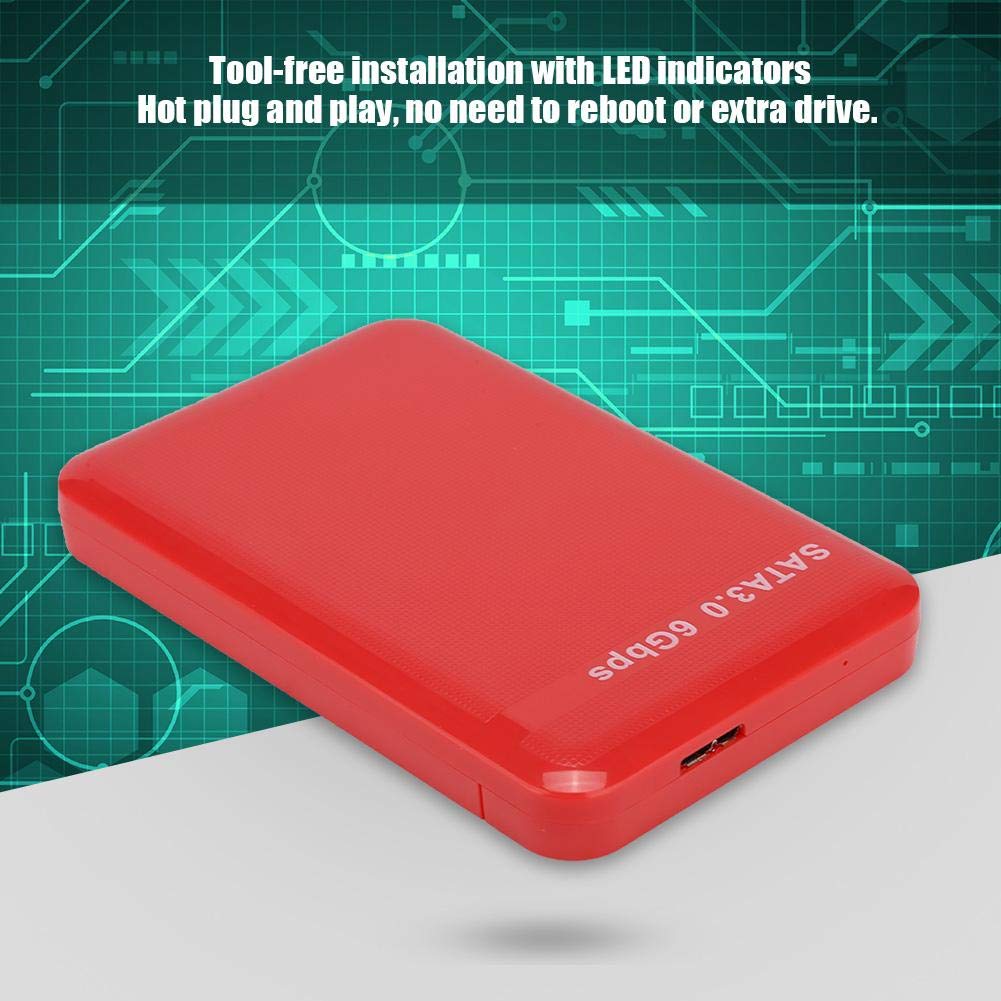 2.5inch USB3.0 SATA3.0 6Gbps Mobile Hard Disk Box Supports 3TB UASP Acceleration(红色)