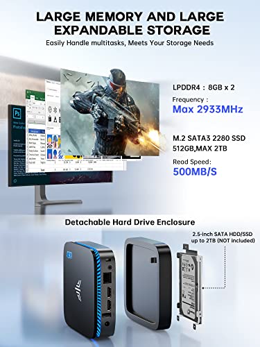 ACEMAGICIAN Mini PC N5105(up to 2.9GHz) Mini Computers 11 Pro, 16GB DDR4 512GB M.2 SSD Mini Desktop Computers, AK1 PRO Small PC Support Dual 4K UHD, WiFi 5, BT, HDMI, VESA, Auto Power On