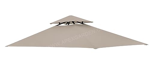 APEX GARDEN Replacement Canopy Top CAN ONLY FIT for Model #L-GG001PST-F 8' X 5' Brown Double Tiered Canopy Grill BBQ Gazebo (Top Only) (Beige)