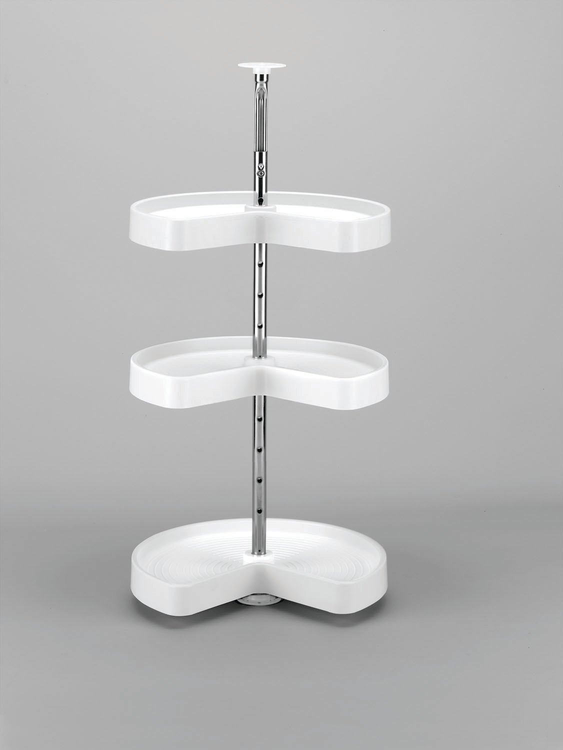 18in 3 Shelf Kidney Polymer Lazy Susan Set White