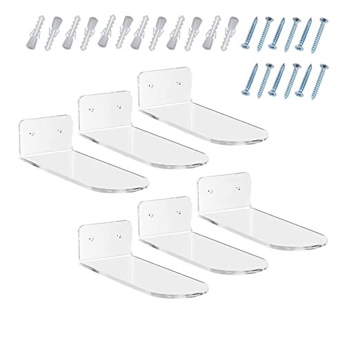 6 Sets Floating Shoe Shelves for Wall, Clear Acrylic Shoe Display for Sneakers Shoe Rack Extra Thick with Screws and Anchors, Wall Mounted Display Shoe Shelves (Transparent)