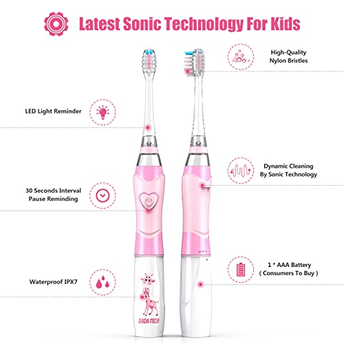 Dada-Tech Baby/Kids Electric Toothbrush Replacement Heads for DT-BB1, DT-K6, SG-513, SG-977 - Pack of 4 (Round)