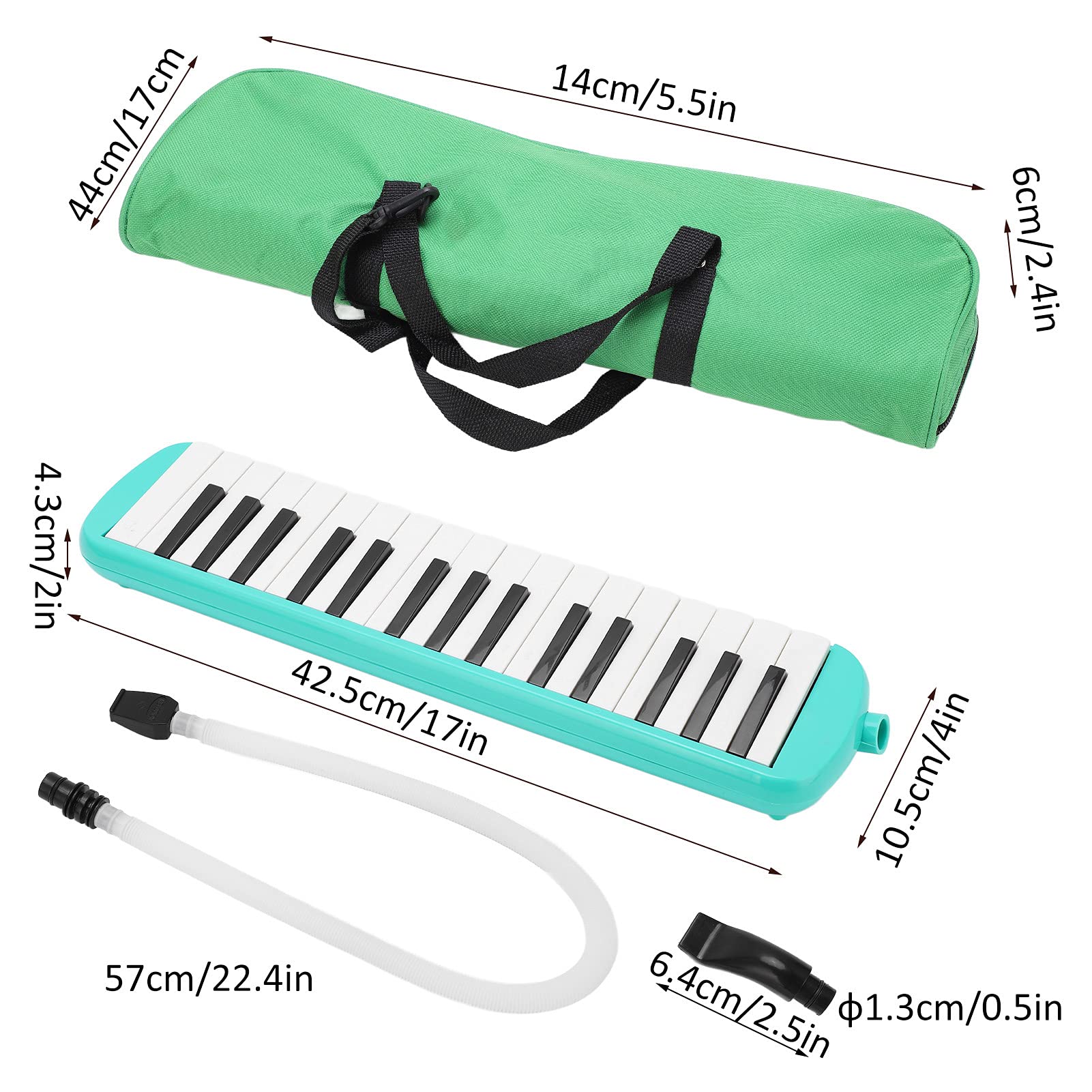 Air Piano Keyboard, Melodica Tube Musical Instrument Carrying Bags for Beginners for Kids(green)