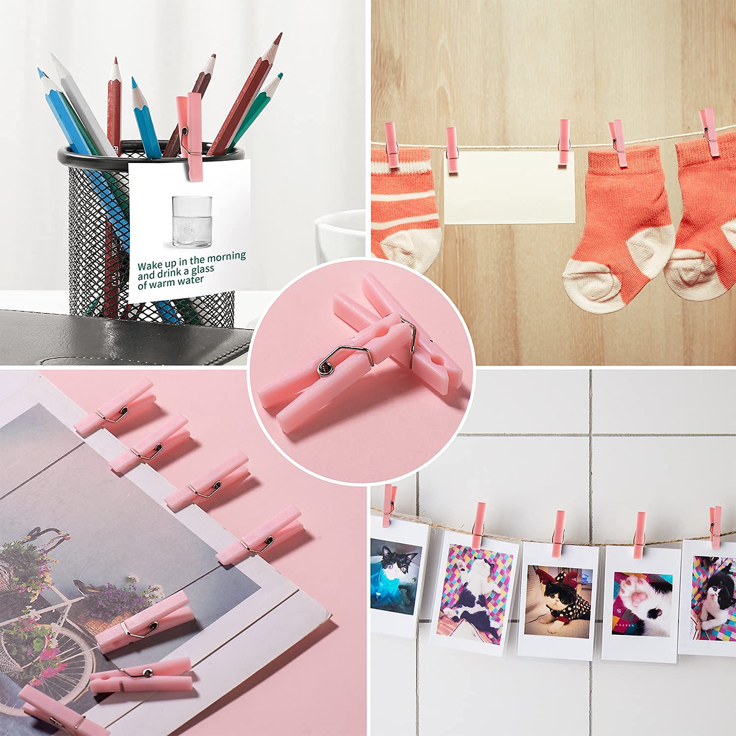 60 Baby Shower Clothespin Games Mini Clothes Pins 1.4 inch for Party Decorations (Pink)