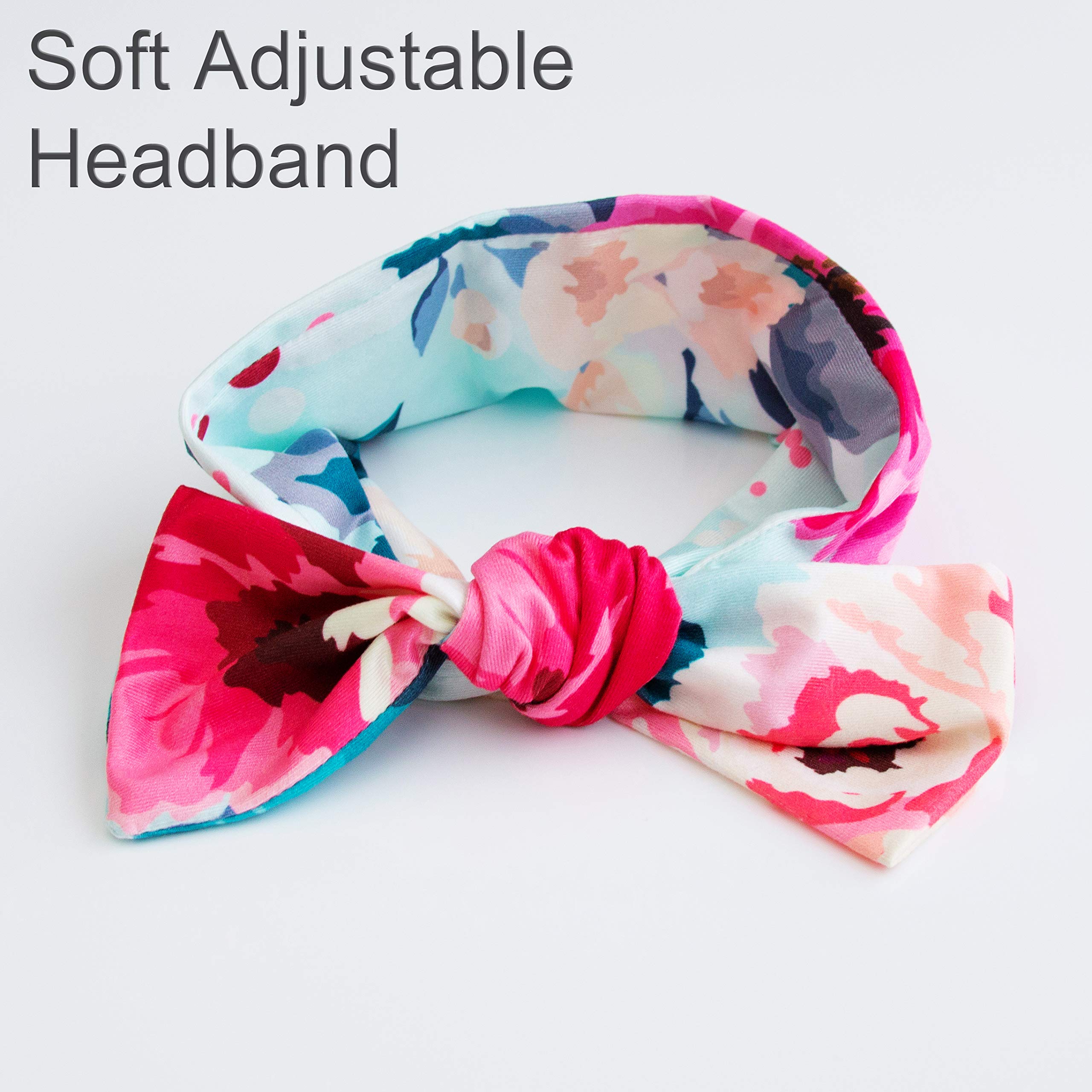 Little Bubbles Baby Swaddle Blanket & Headband Set - Pink Floral Pattern - Newborn Girl Swaddle - Modern Style - Unisex - One Size