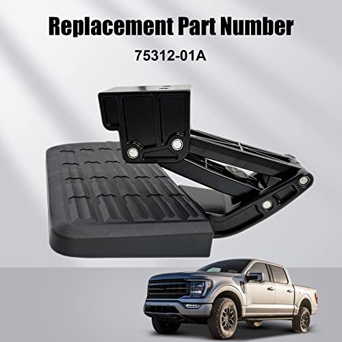 75312-01A 7531201A Truck Bed Side Step Retractable Bumper Step for F150 Pick up Truck 2015-2020 Bumper Step Tailgate Step Truck Bed Step,Black