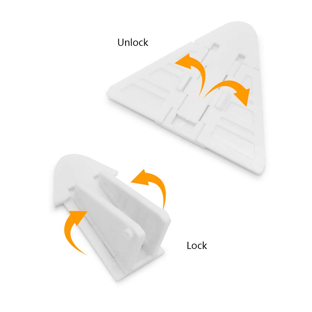 Alamic Adhesive Sliding Door Lock for Patio, Closet, Windows, RV, Baby Proof Child Safety Latch, No Tools Needed, White - 6 Pack
