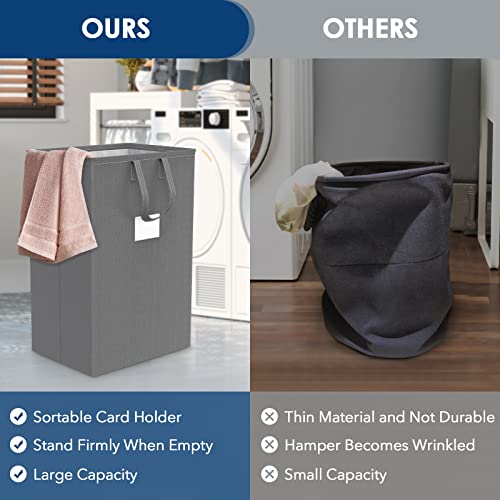 75L Large Laundry Hamper with Handles, Dirty Clothes Hamper for Bedroom Waterproof, Freestanding Tall Laundry Basket Waterproof, Hamper for Bedroom, Bathroom, Dorm, Toys Storage(Grey)