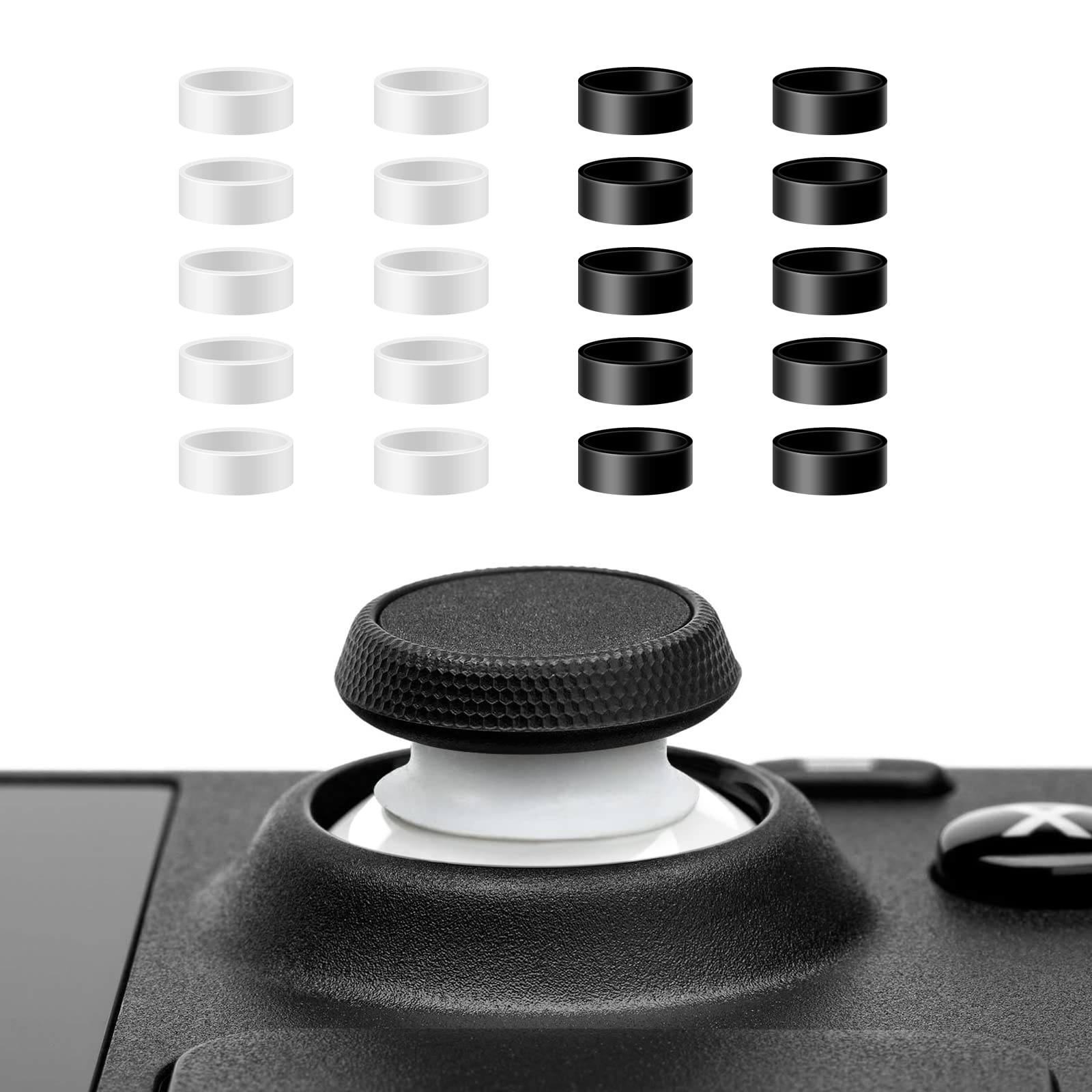 20 Pack Joystick Protector Compatible with Steam Deck, Xbox, PS4, PS5, Switch, Controller Accessories Cover (10 Black 10 White)