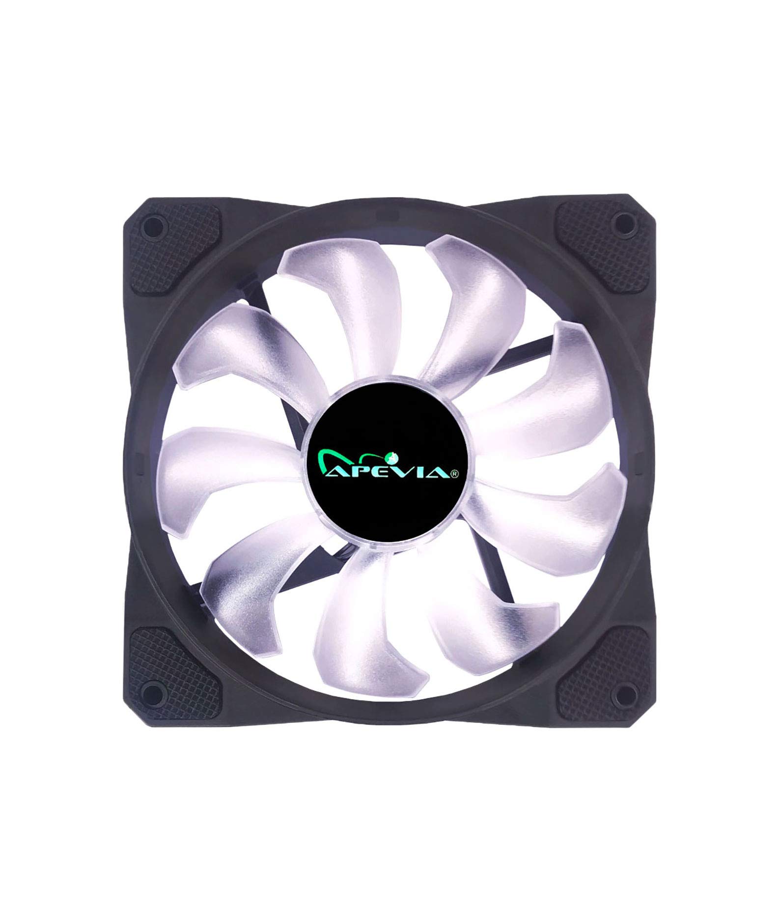 Apevia CO512L-WH Cosmos 120mm White LED Ultra Silent Case Fan w/ 16 LEDs & Anti-Vibration Rubber Pads (5 Pk)