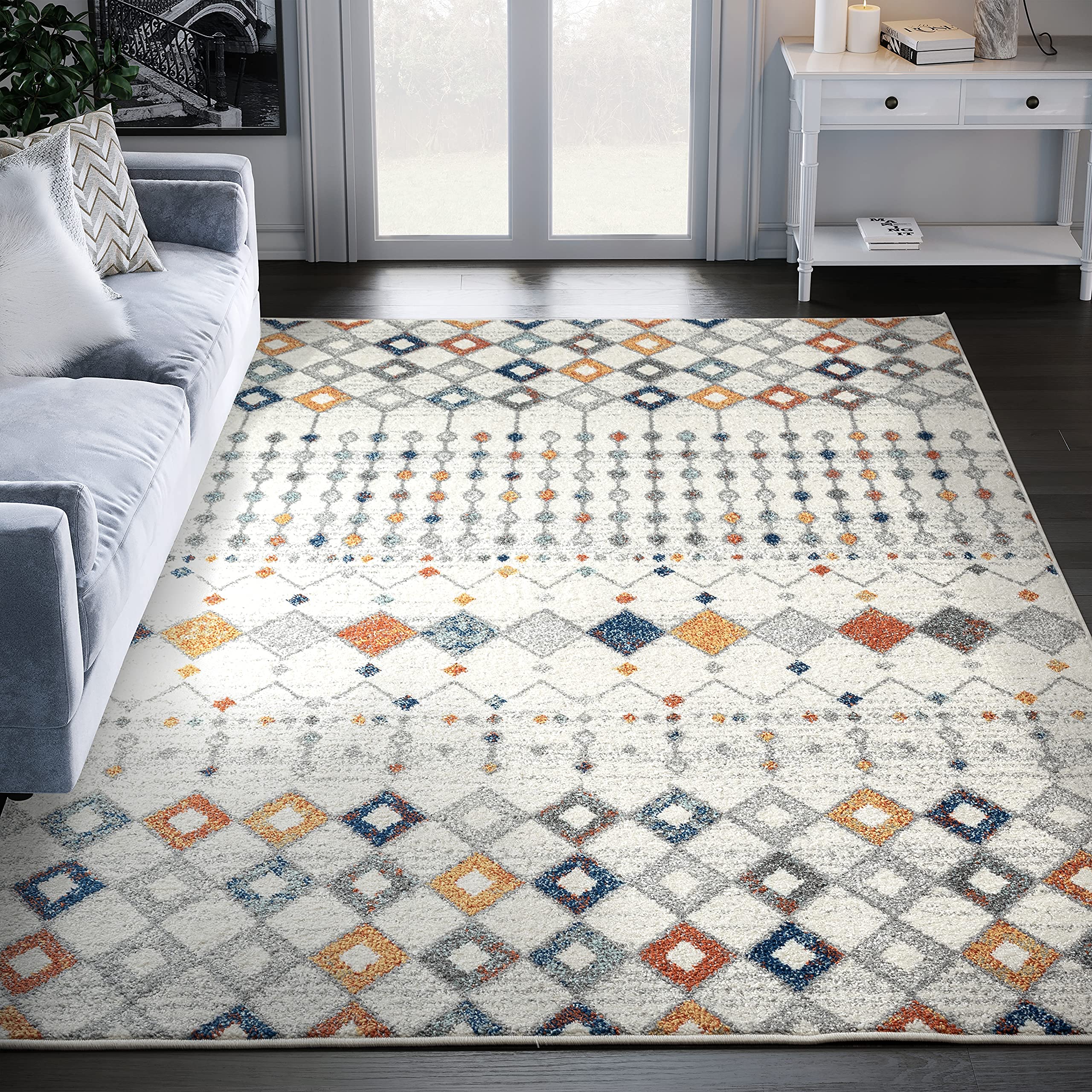 Abani Multicolor Bohemian Living Room Rug Rugs - 7'9" x 10'2" Geometric Moroccan Pattern Vintage Boho Area Rug
