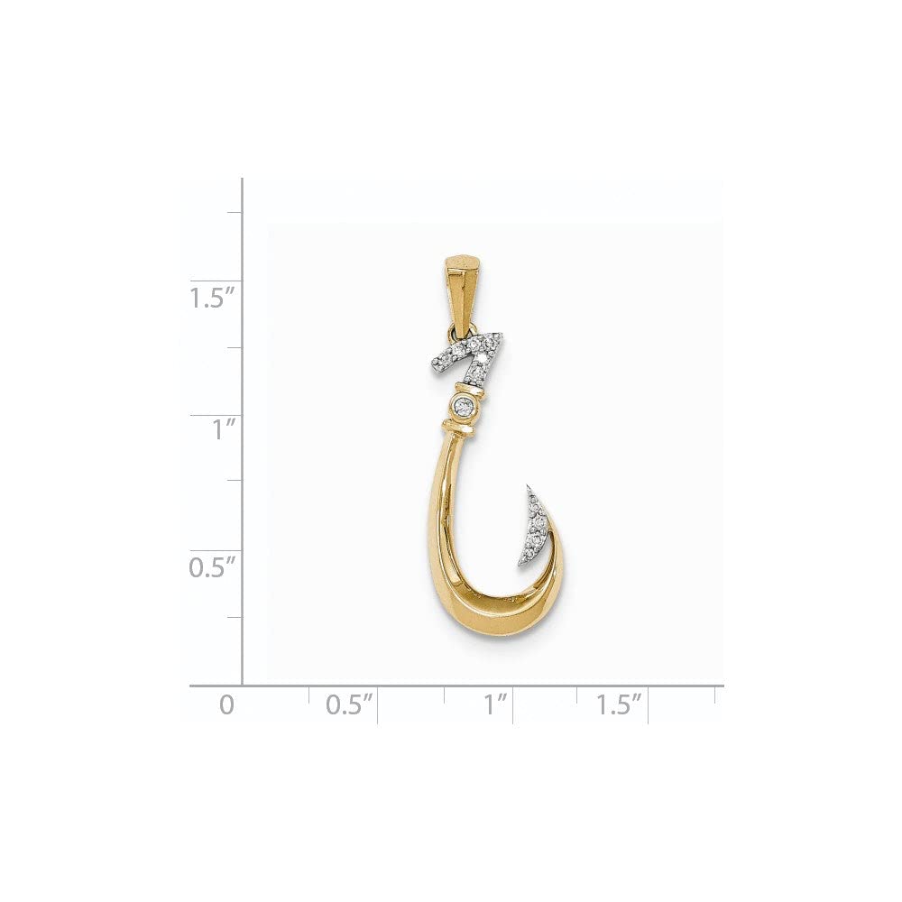 14k Yellow Gold Gold Diamond Fish Hook Pendant GLD-AZ-XP4873AA