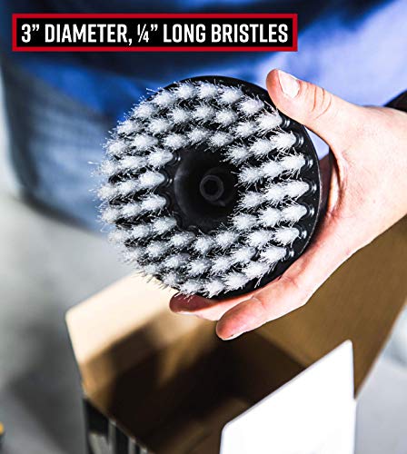 Adam's Carpet Drill Brush Combo - A Cleaning Tool Attachment for Scrubbing/Cleaning Carpet, Upholstery, Leather Seats & Chairs, Floor Mats, Trunk, Furniture, Interior Boat, RV & Car Accessories