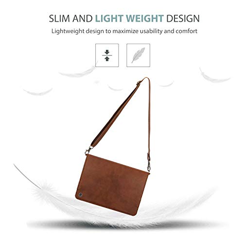 APOLL Case for iPad Pro 12.9 inch 6th/5th/4th Generation, iPad Pro 12.9 2022/2021/2020 Cover, PU Leather Auto Wake/Sleep Handle Strap Crossbody/Shoulder Strap Handbag Case for iPad Pro 12.9", Coffee