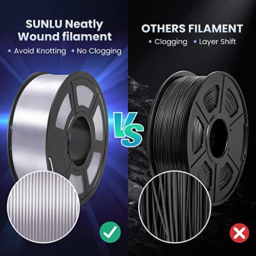 3D Printer Silk Filament and PLA Meta Filament, SUNLU Shiny Silk PLA Filament 1.75mm, Smooth Silky Surface, Great Easy to Print for 3D Printers, Dimensional Accuracy +/- 0.02mm, Silk Silver 1KG, Grey