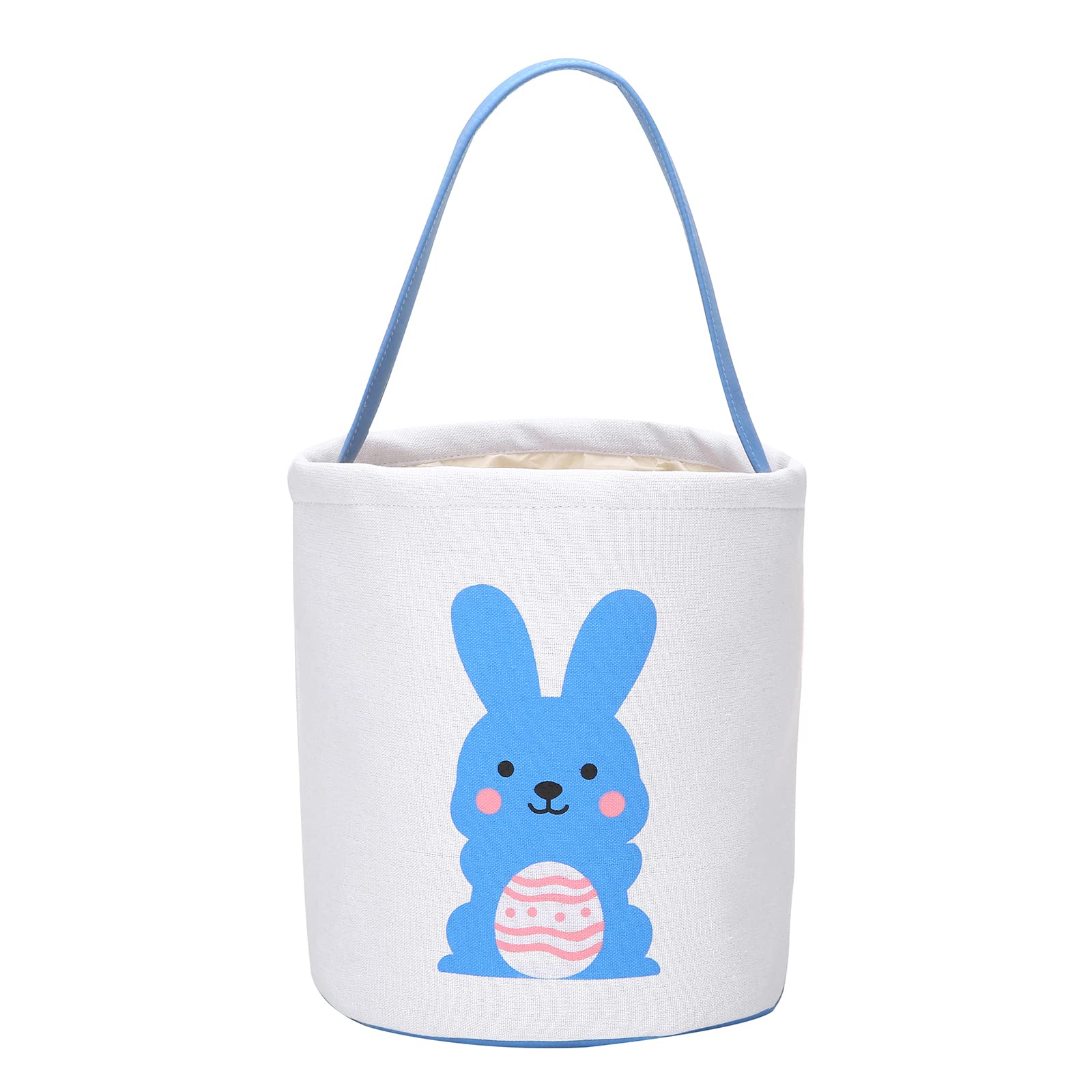 2 Pack Easter Basket Easter Bunny Basket for Kids Rabbit Easter Eggs Hunt Basket Candy Bucket Tote for Easter Parties (Blue Pink)