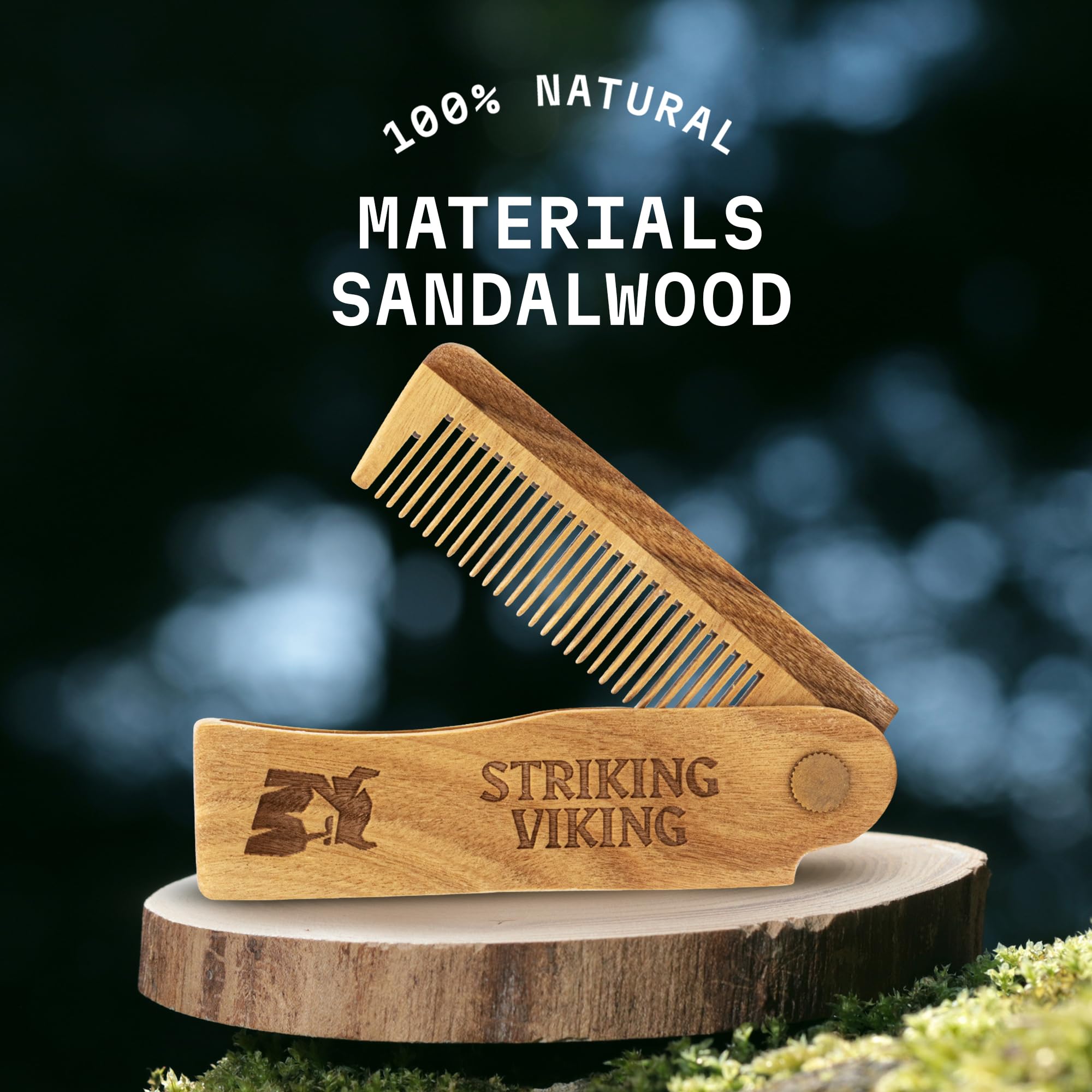 Striking Viking Pack of 2 Beard Balm (Vanilla) & Beard Folding Comb for Men