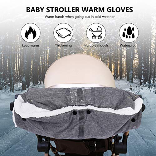 Kisangel Stroller Hand Winter Warmer Gloves Stroller Jogger Plush Warm Gloves Windproof Pram Handlebar Cover Mitten Bunting Bag for Buggy Pushchair Pram