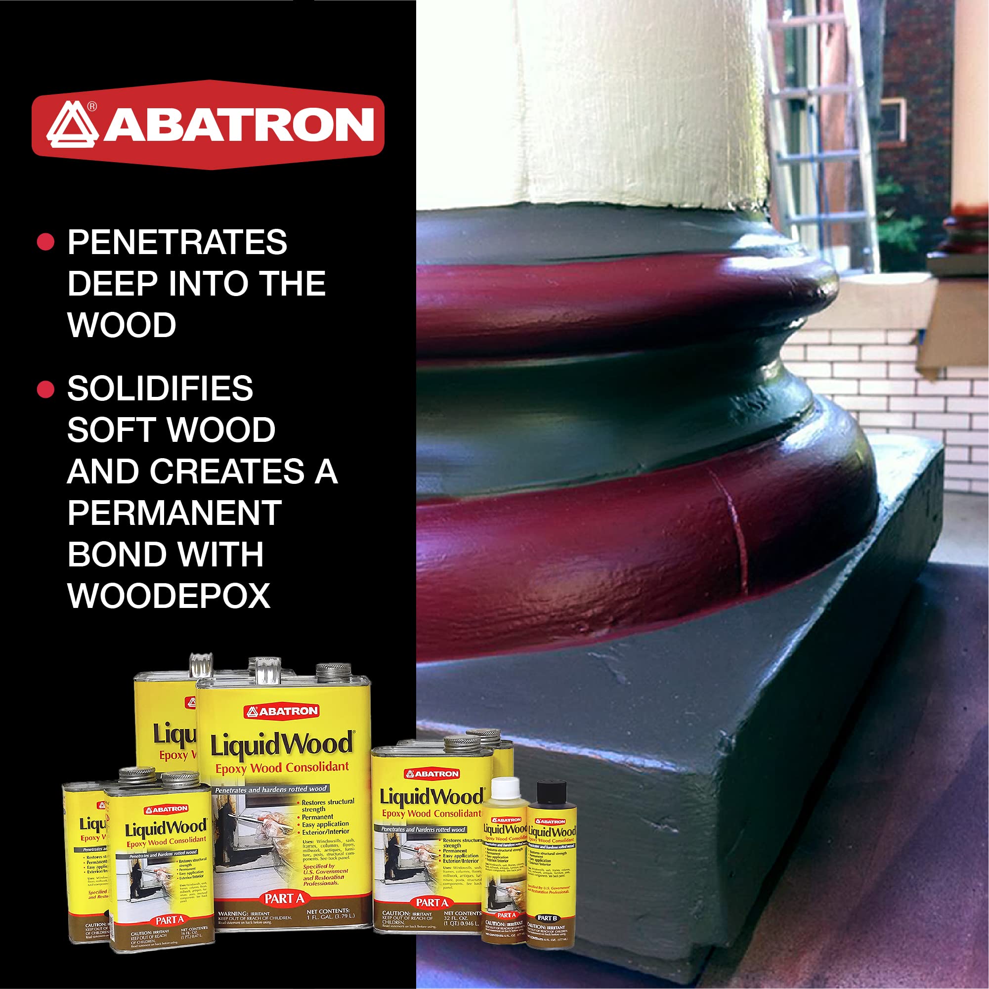 Abatron LiquidWood 2 Pint Kit β 2-Part Structural Epoxy Wood Hardener and Consolidant Resin.