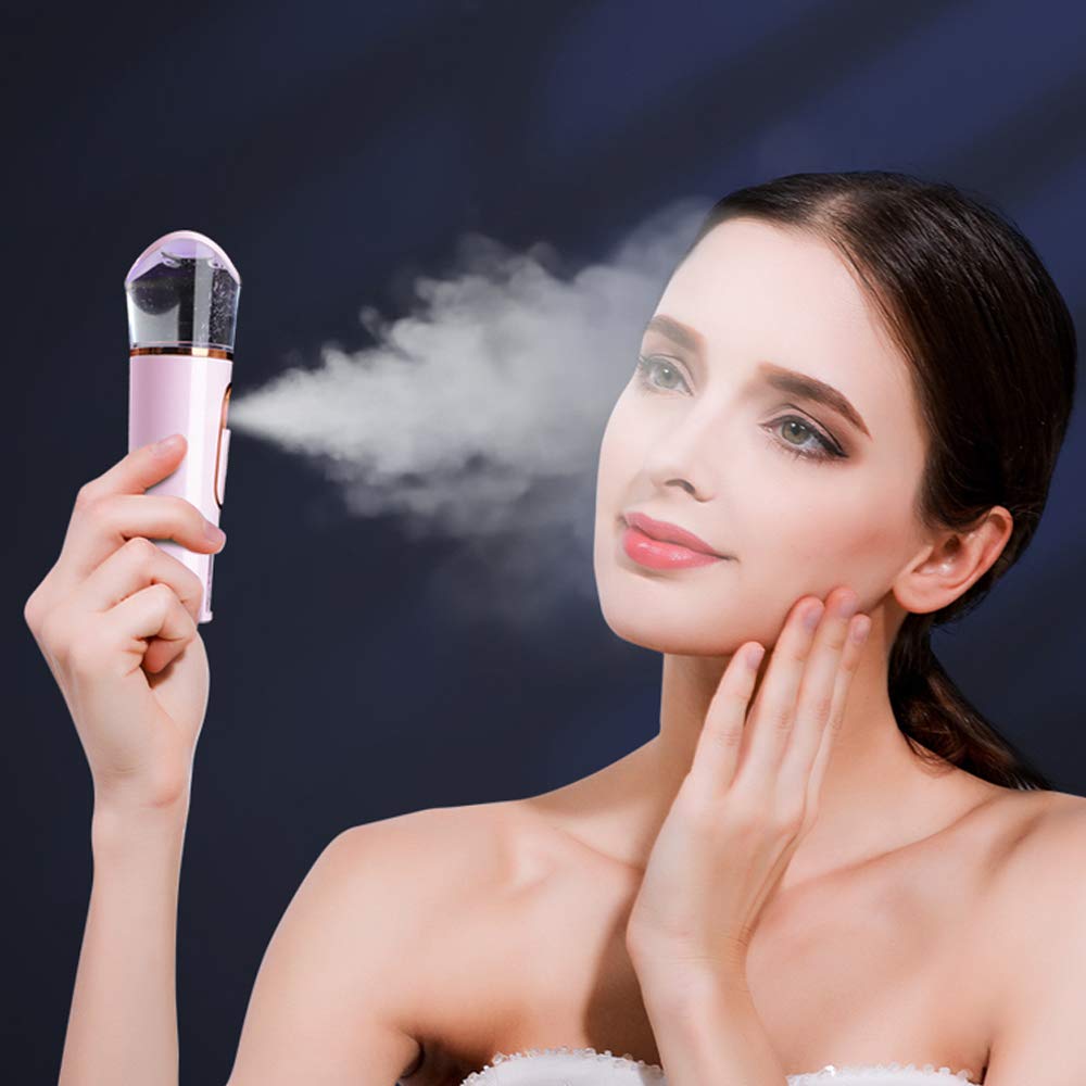 FATUXZ Handy Nano Facial Mister with Skin Analyzer Moisture Tester, Portable Nano Mist Sprayer Atomization Eyelash Extensions Steamer Mister,Mini Cool with Large Capacity,Face Moisturizing