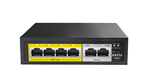 Netis P106C 4 POE+2 Uplink 100M Standard Fast Ethernet POE/POE+ Switch with Plug and Play | IEEE 802.3at/af Compliant Powered Devices (PDs) with Auto MDI/MDIX Function | POE Budget 65W