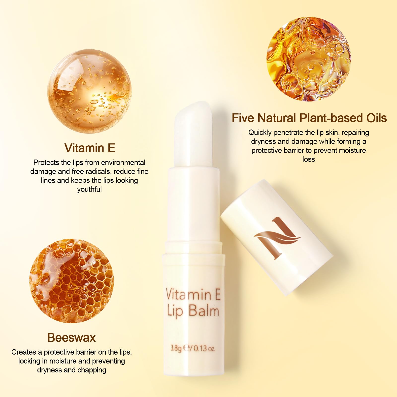 Neutriherbs Vitamin E Lip Balm Lipstick for Women, Moisturizing Lip stick Beauty Makeup Long-Lasting Rose Honey Stick Gloss Lip Balm 0.13 Fl Oz