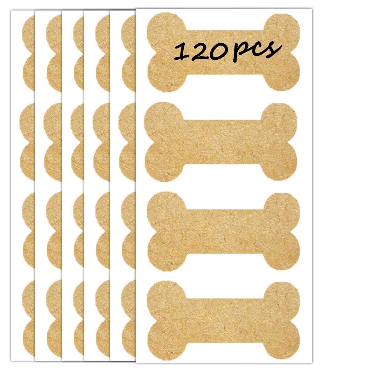 Kraft Dog Bone Labels, 2.75" x 1.5" Inches Wall Decor Dog Party Decorations Wall Stickers for Kids Boy Girls Room Decoration,Nursery Decals Wall Decor Easy Paste Removable (120 Pcs)