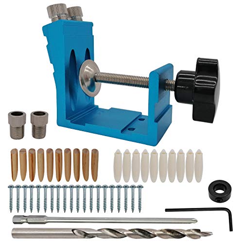 AeKeatDa 47PCS Aluminum Pocket Hole-Jig Kit Woodworking Inclined Hole Positioner for Woodworking Angle Drilling Holes