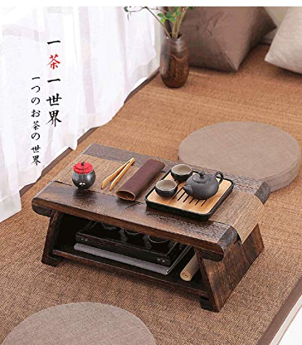 CHABUDAI Japanese Antique Tea Table Folding Legs Asian Floor Low Tea Table Wood (Middle: 68x35x28cm, ONE)