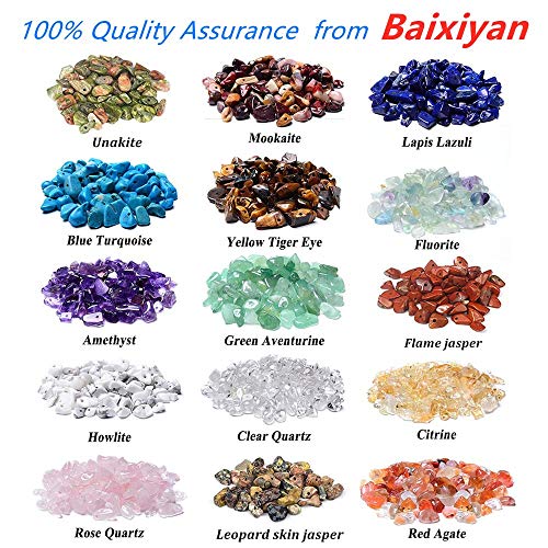2000 Pcs Chip Gemstone Beads DIY Jewelry Making, Healing Engry Crystals Polishing Crushed Irregular Shaped Beads with Box (15 Materials)