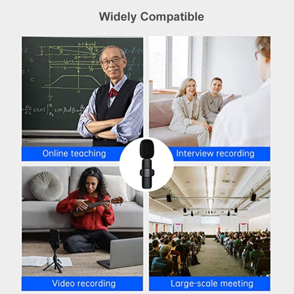 2 Pack Wireless Lavalier Microphone for Phone, Lapel Mics Plug-Play 2.4G Ultra-Low Delay Built-in Noise Reduction Chip 8H Working Time for Video Recording Interview Podcast Vlog YouTube TikTok